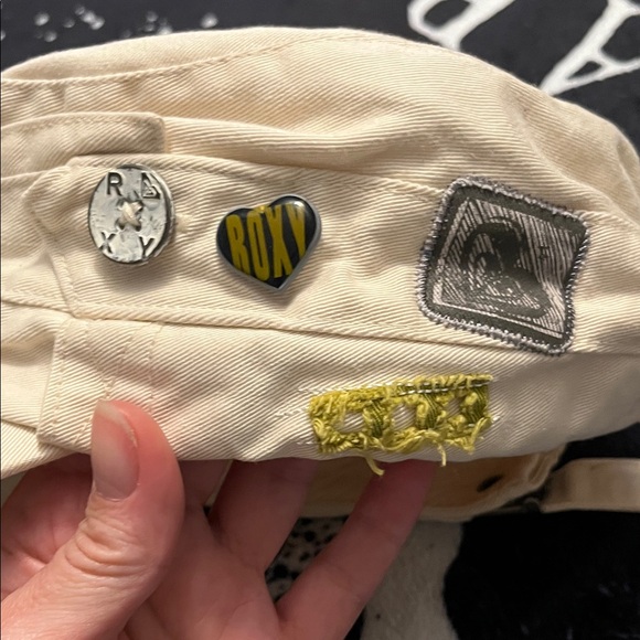 Roxy | Accessories | Vintage Roxy Beige Hat With Cool Patches | Poshmark